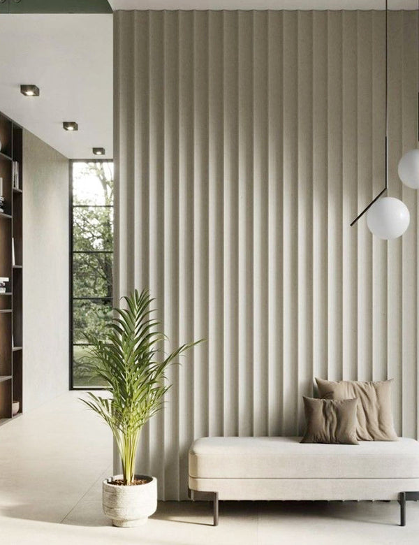 Caja WPC Lambrín Interior Arco Mediano Color Tejido Gris Claro